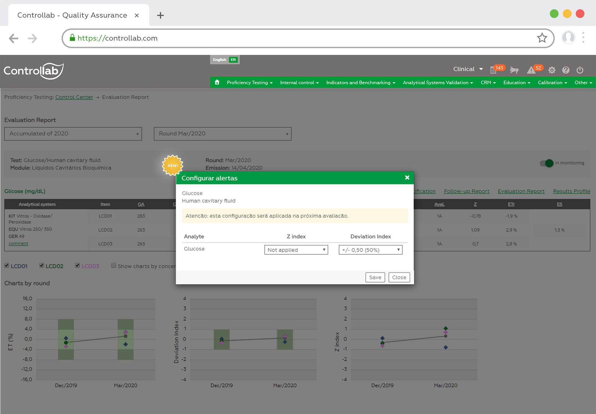New feature in the Evaluation Report - Alert for the Deviation Index ...